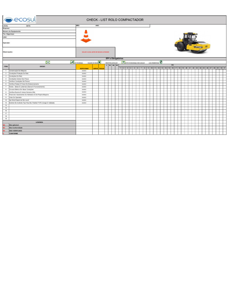 CHECKLIST_ROLO COMPACTADOR | PDF