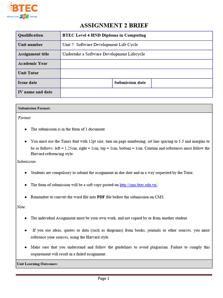 Unit 7.assignment Brief 2 | Download Free PDF | Use Case | Software Quality