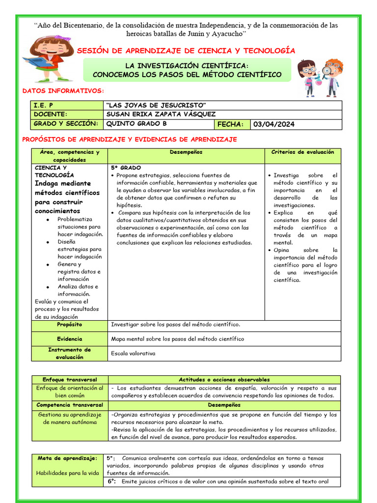 Sesión de Ciencia y Tec - 03 de Abril | PDF | Método científico ...