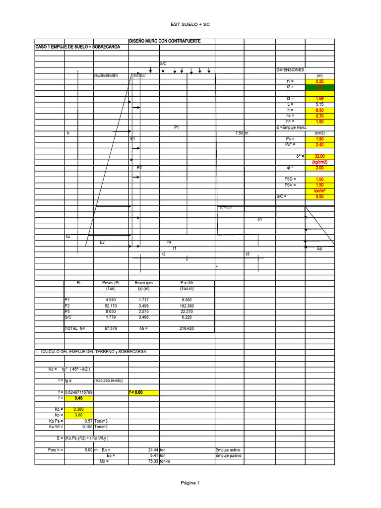 Vdocuments.mx Diseno Muro Con Contrafuerte | PDF | Mecánica de sólidos