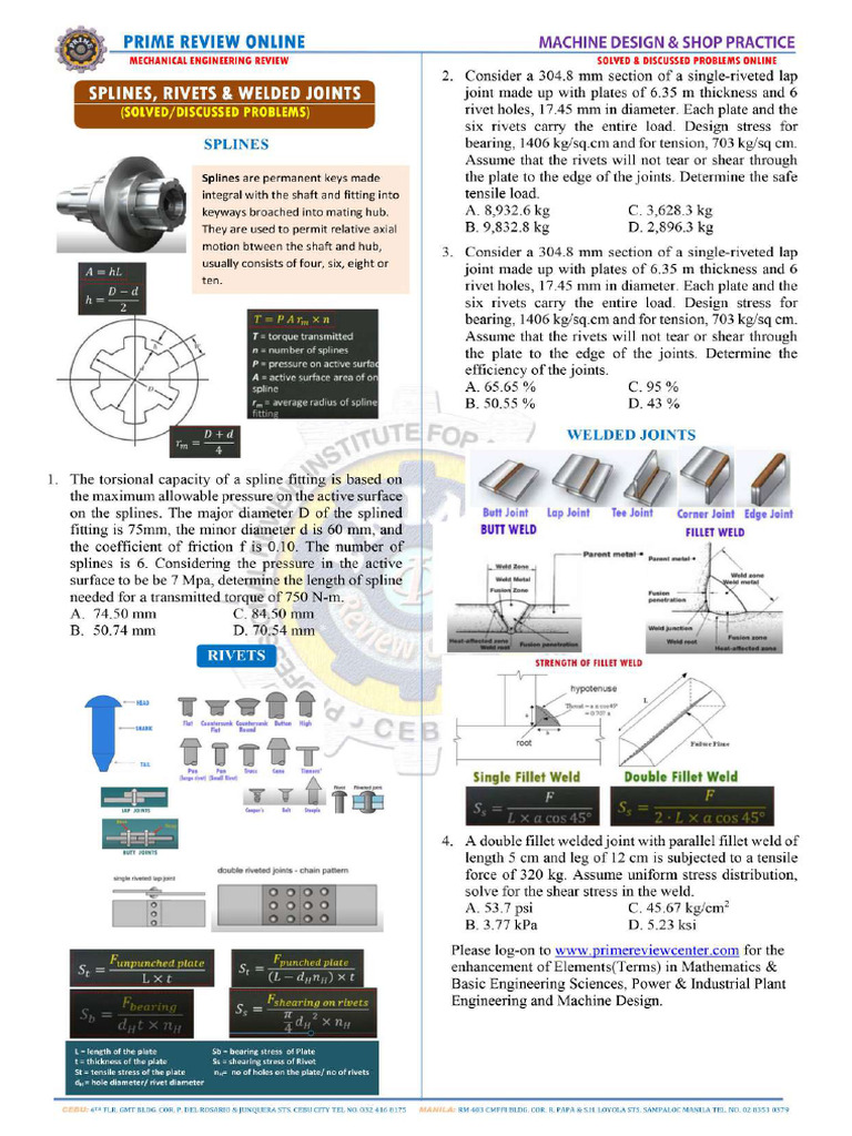 4.0 Splines, Rivets & Welded Joints | PDF