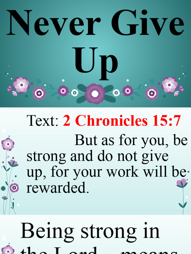 Never Give Up | PDF | Goliath | David