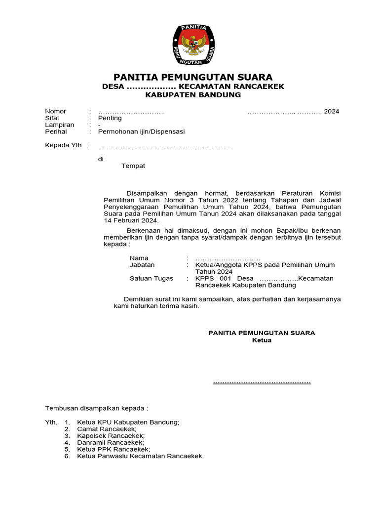 Contoh Draf Dispensasi - Pps | PDF
