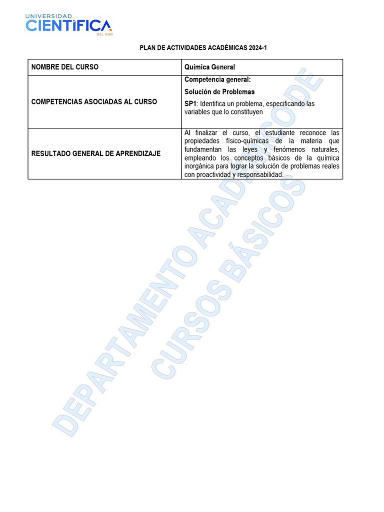 Plan Química General Cba 105 001006 Pdf Entalpía Química