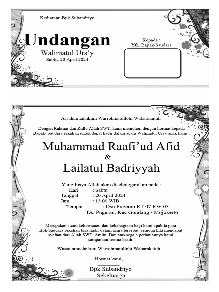 Undangan Walimatul Ursy Pdf
