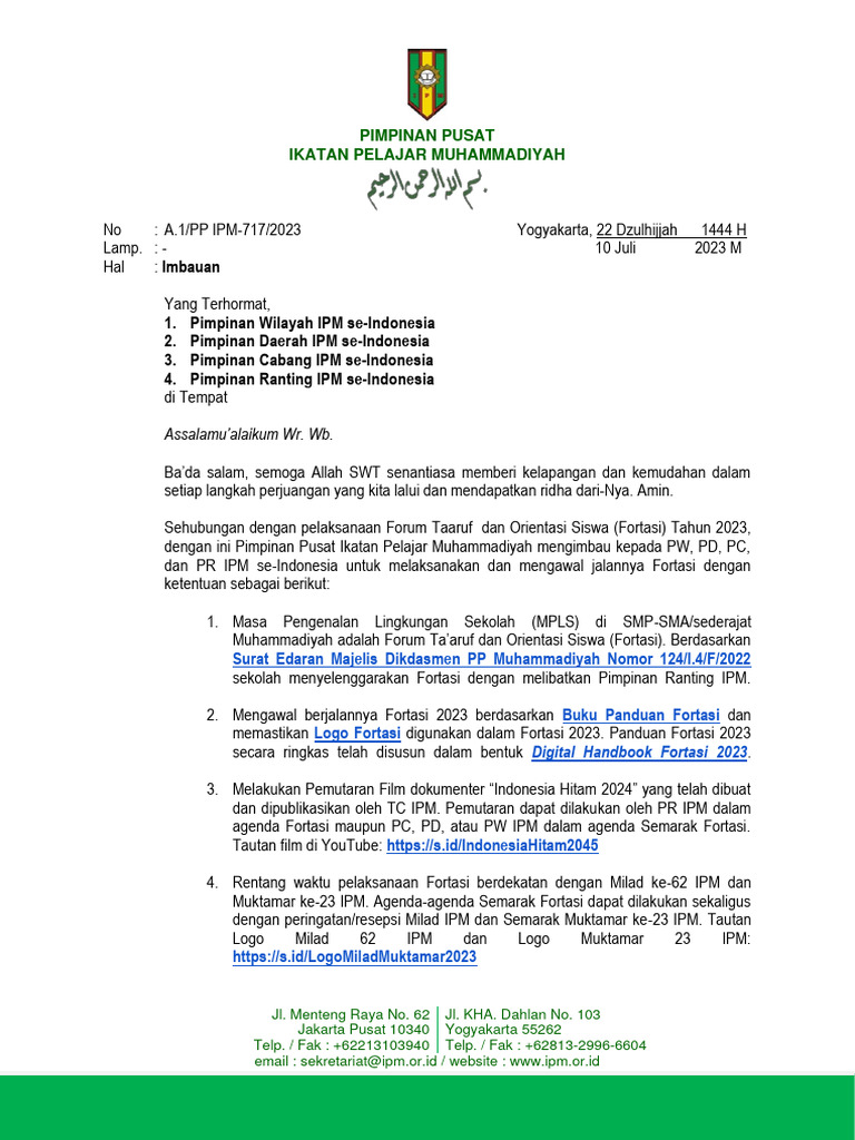 Imbauan Fortasi 2023 IPM Se-Indonesia | PDF | Karier & Perkembangan