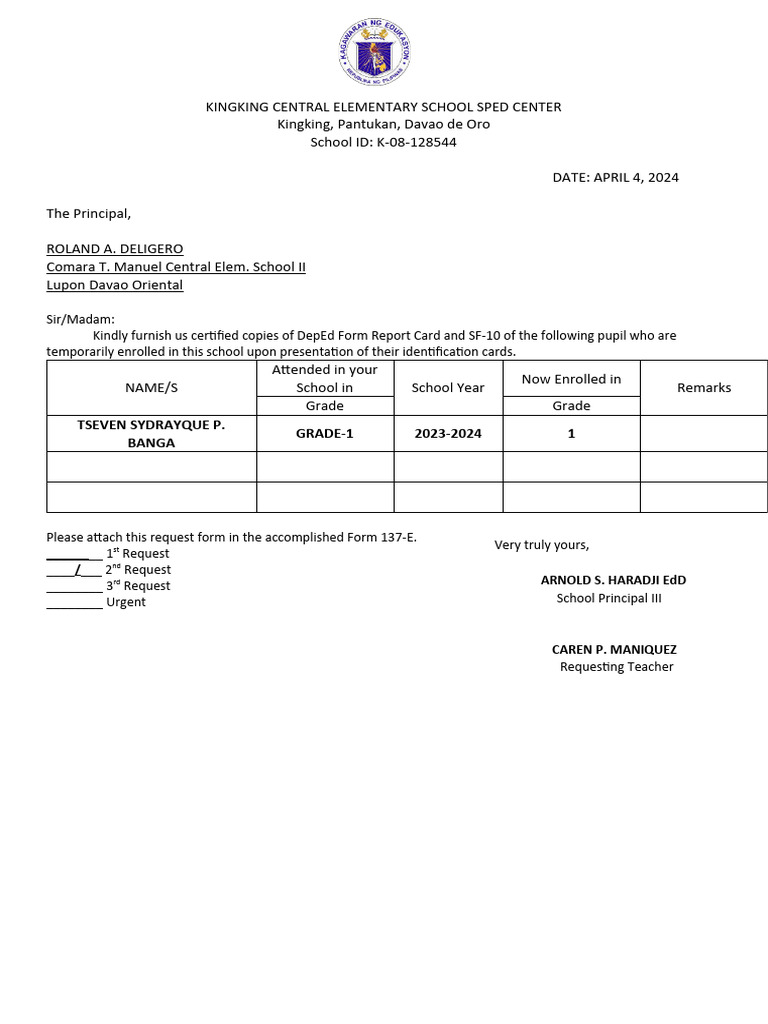 SF10-request (1) | PDF