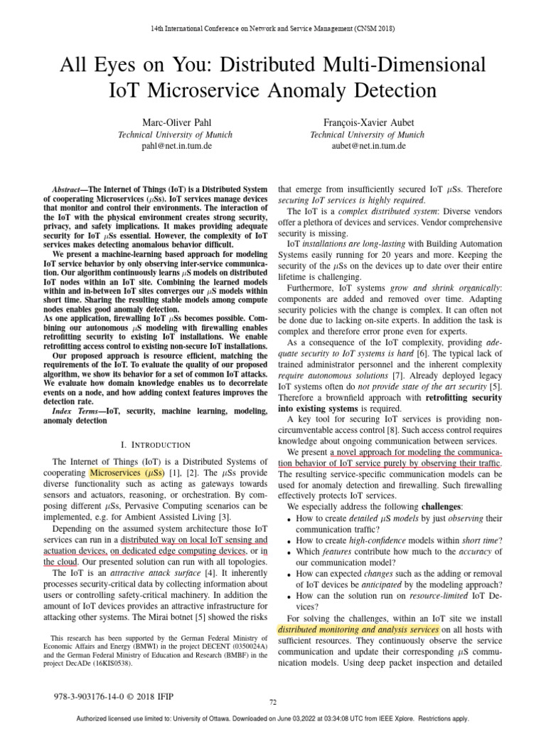 All Eyes On You Distributed Multi-Dimensional IoT Microservice Anomaly Detection-98 | PDF ...