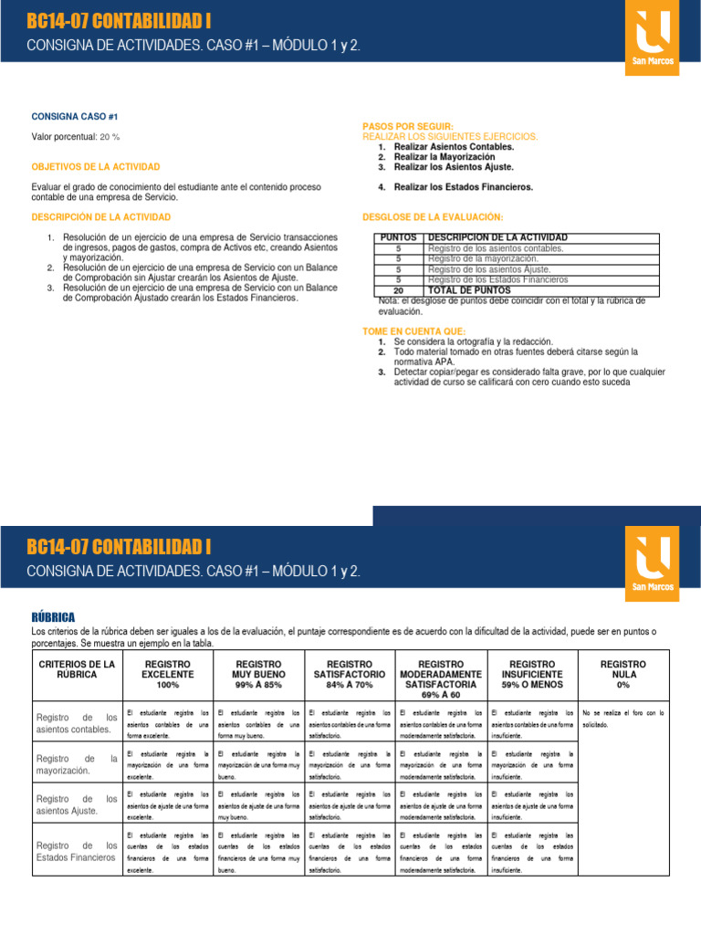 Módulo 1 y 2 Consigna Actividad Caso #1 | PDF | Estado financiero | Contabilidad