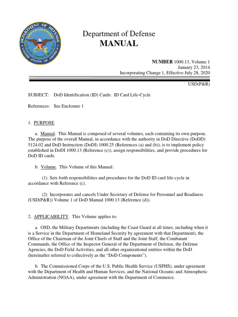 DoD ID Card Life-Cycle Manual | PDF | Identity Document | United States ...