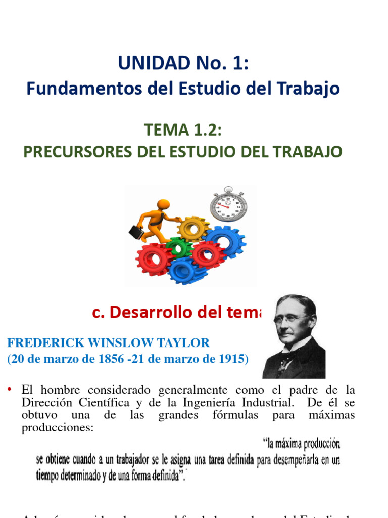 Precursores del Estudio del Trabajo | PDF | Ingeniería Industrial ...
