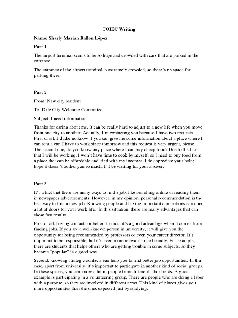TOIEC Writing | PDF