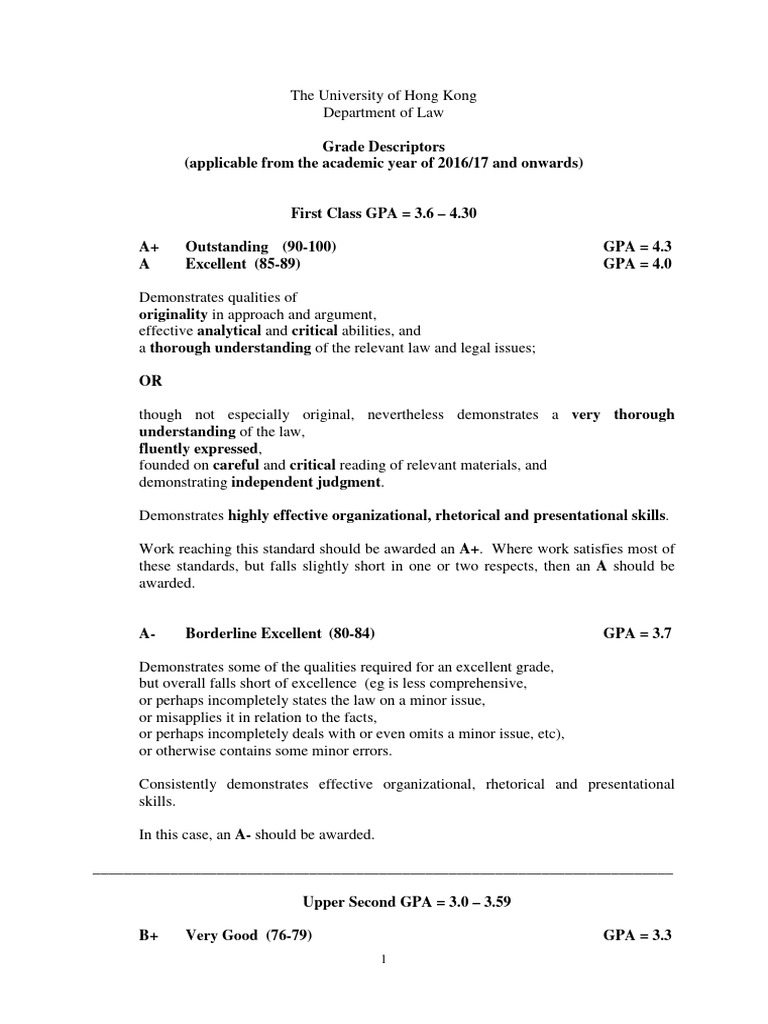 Law Programme Grade Descriptors | PDF | Cognition