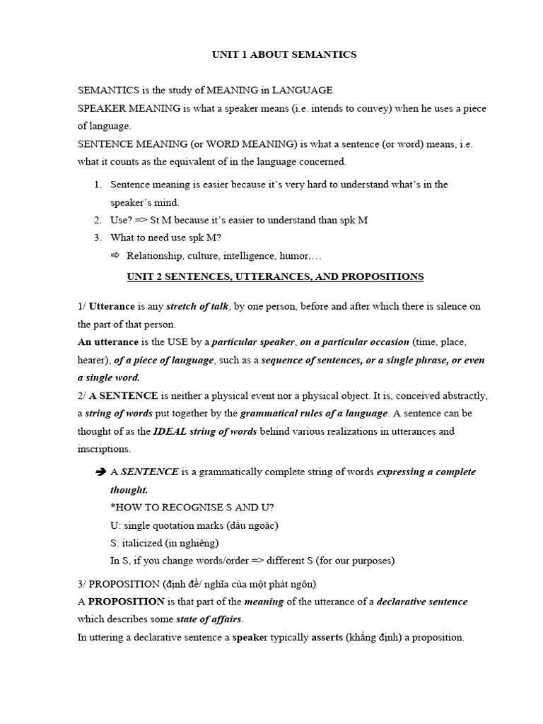 Semantics | PDF | Word | Proposition