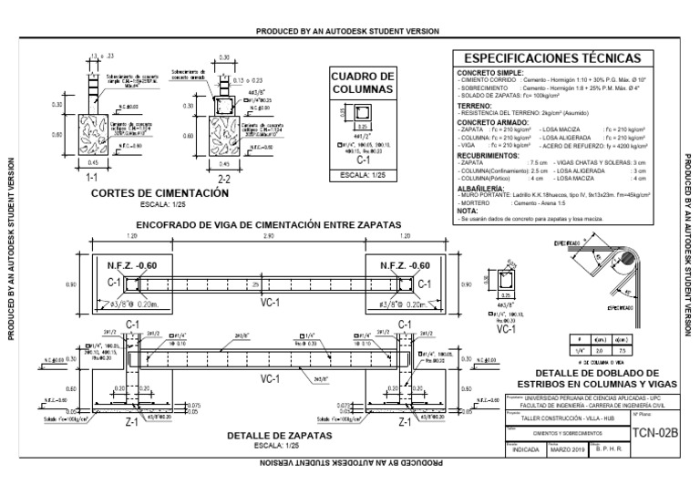 Cuadro de Columnas: Especificaciones Técnicas | PDF | Fundación (Ingeniería) | Hormigón