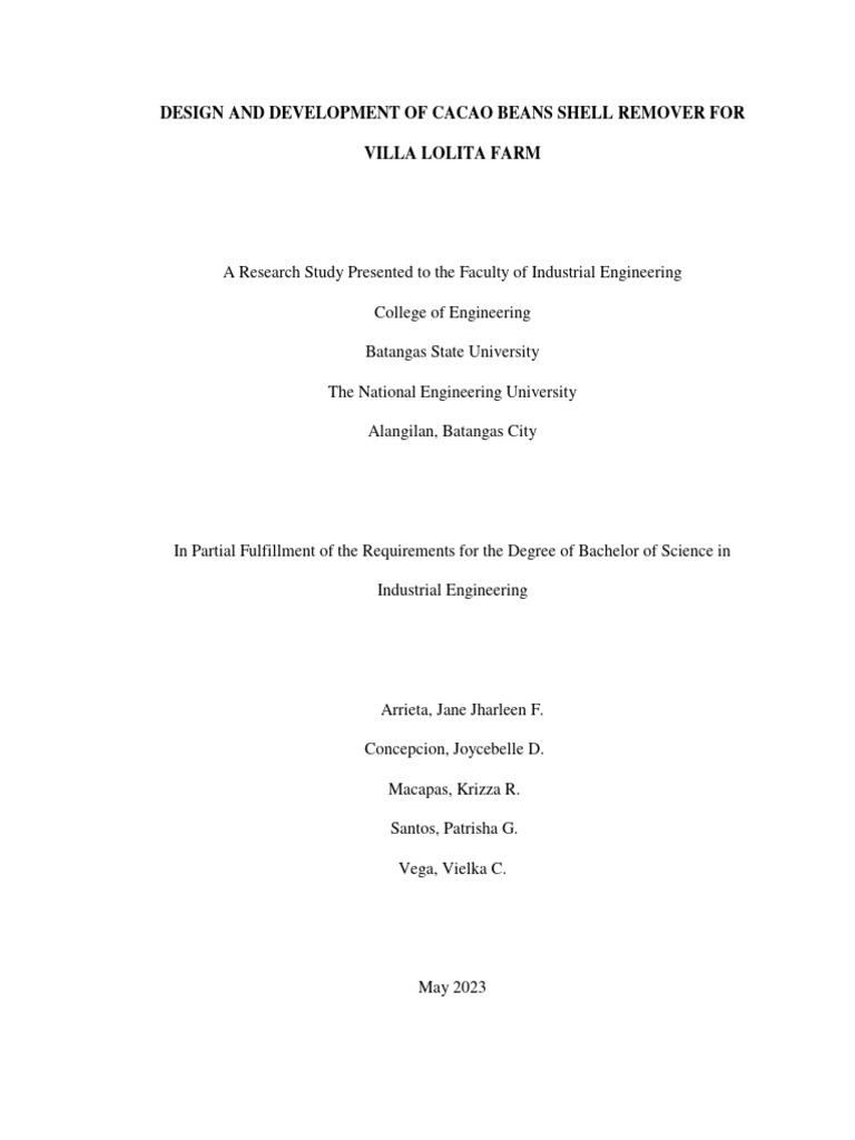 BSIE Design and Development of Cacao Beams Shell Remover ArrietaJ ...