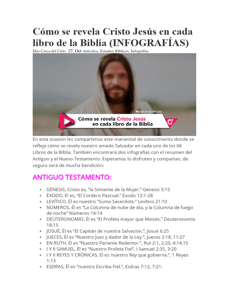 Cómo se revela Cristo Jesús en cada libro de la Biblia.pdf | PDF | Biblia | Contenido bíblico