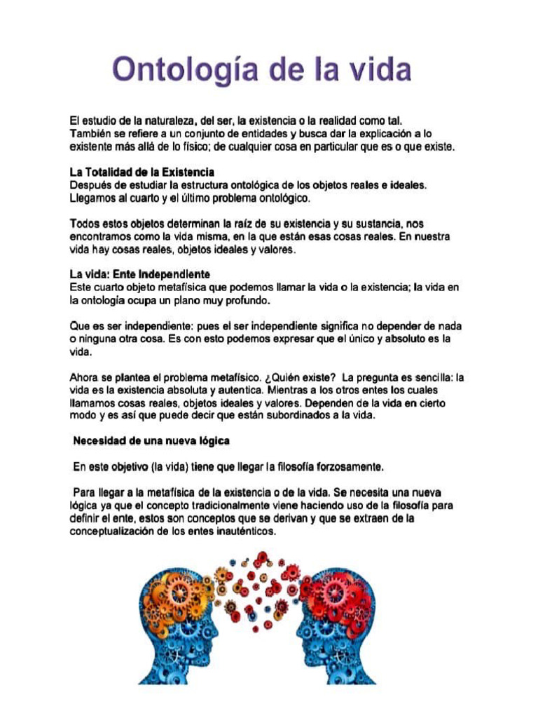 Ontología de la Vida y su Existencia | PDF | Ontología | Existencia