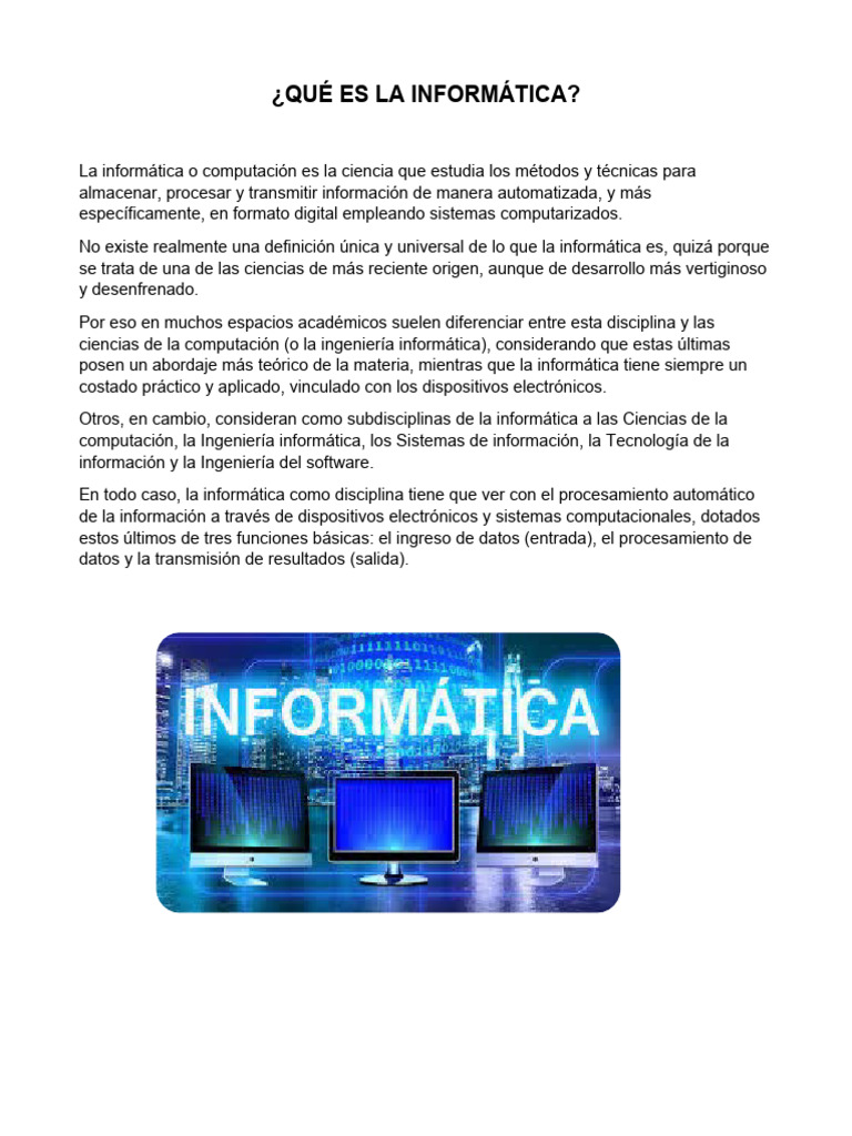 Qué Es La Informática y Programacion | PDF | Informática | Lenguaje de ...