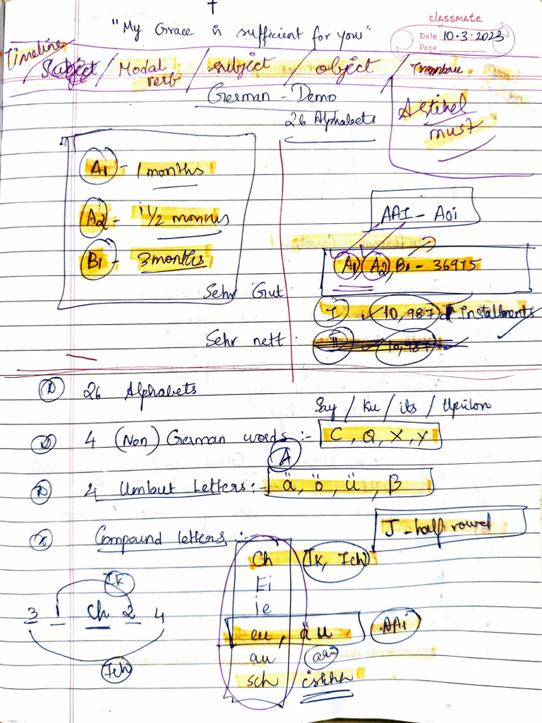 A1 German Notes | PDF | Teaching Methods & Materials