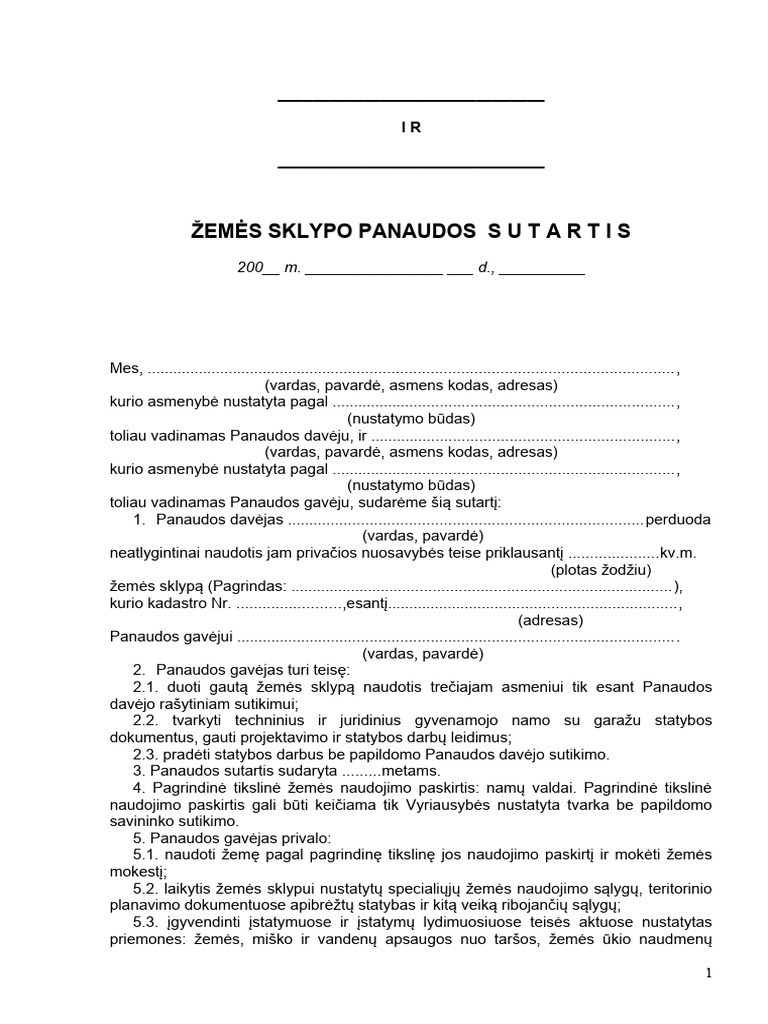 15965-Zemes Sklypo Panaudos Sutartis Original | PDF