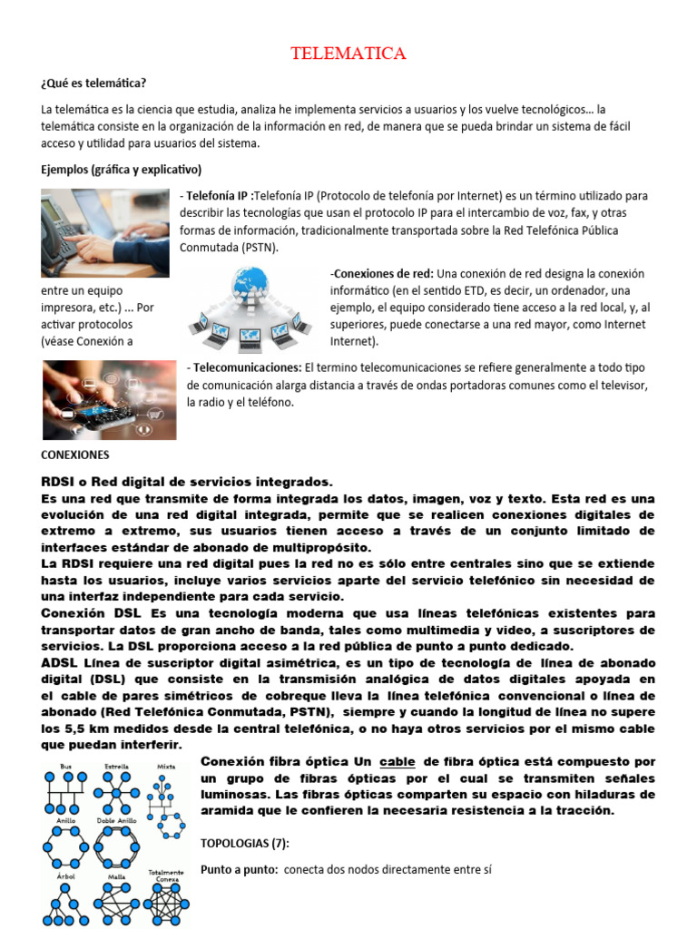 TELEMATICA | PDF | Topología de la red | Línea de abonado digital
