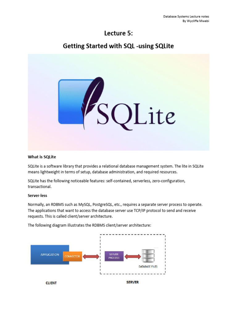 Lecture 5 Getting Started With SQL - Using SQLite | Download Free PDF ... Lecture 5 Getting Started With SQL - Using SQLite | Download Free PDF ...