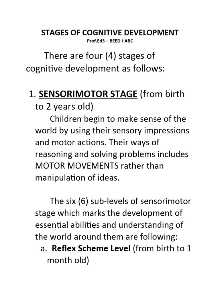 STAGES-OF-COGNITIVE-DEVELOPMENT-Prof.Ed3 | PDF | Cognitive Development ...