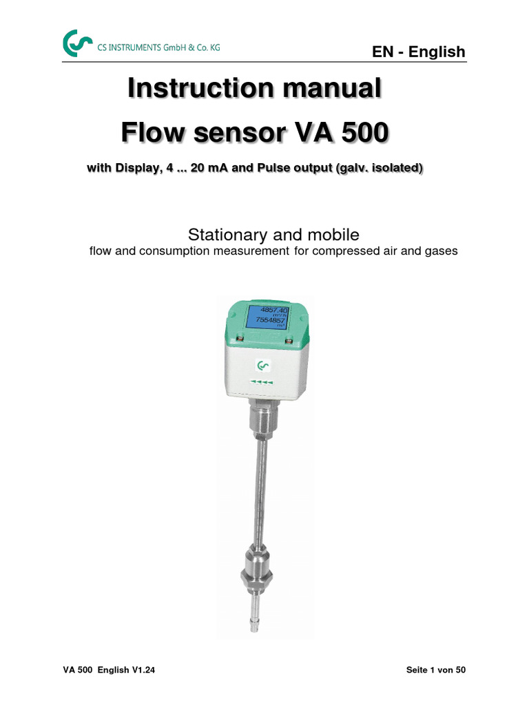 Instruction_manual_VA500_EN | PDF | Gases | Flow Measurement