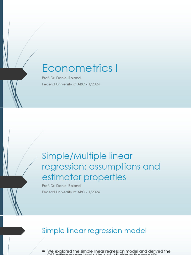 Lecture 3 - Econometria I | PDF | Ordinary Least Squares | Linear Regression