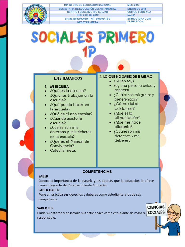 Planeacion 1 1p Sociales | PDF | Escuelas | Maestros