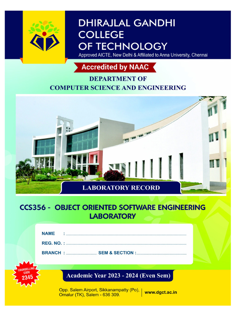 CCS356 Oose Lab Manual | PDF | Engineering | Use Case