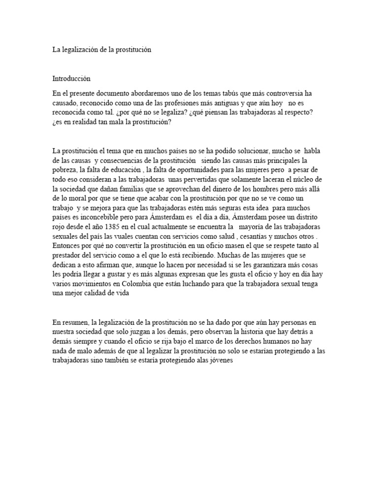 La legalización de la prostitución | PDF La legalización de la prostitución | PDF