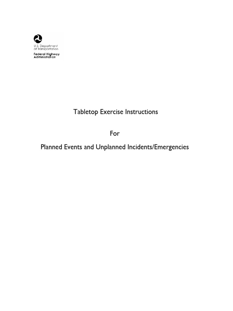 Tabletop Exercise Instructions For Planned Events and Unplanned ...