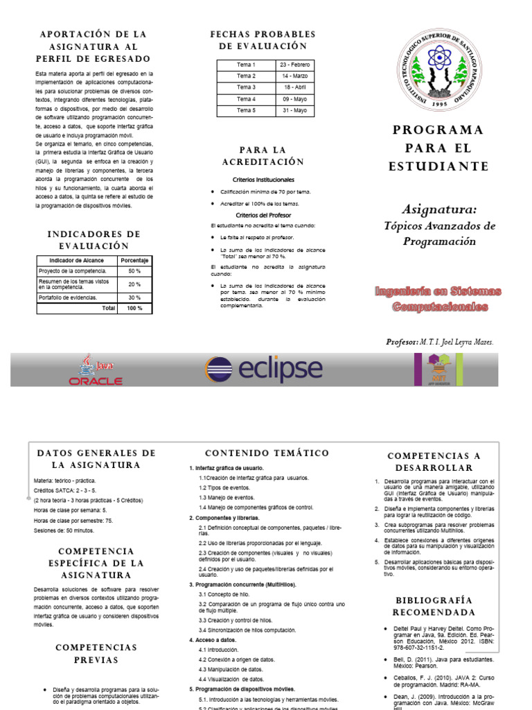 Programa para El Alumno Tap-Isc | PDF | Hilo (Computación) | Interfaces gráficas de usuario