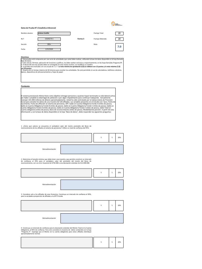 P1 Est Inf F3 V Castillo | PDF | Estadísticas aplicadas | Beneficios para empleados