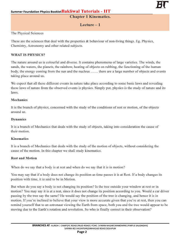 Physics - Lecture 1 & 5 | PDF