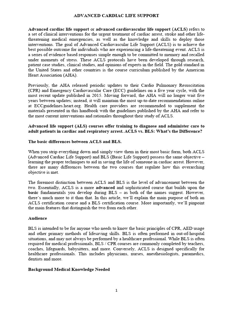 Advanced Cardiac Life Support or Advanced Cardiovascular Life Support | PDF | Cardiopulmonary ...