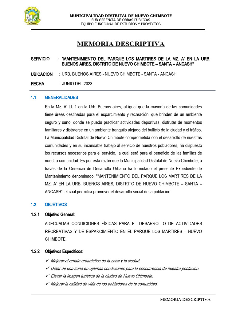 MEMORIA DESCRIPTIVA | PDF | Buenos Aires | Hormigón