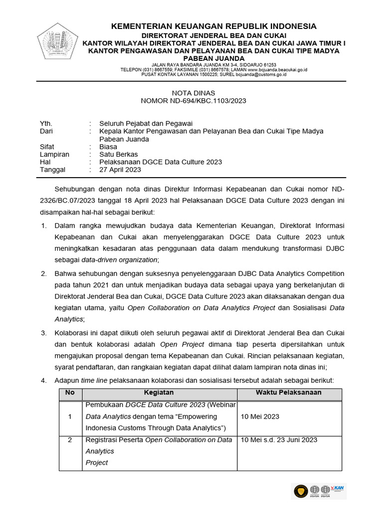 DGCE Data Culture 2023 Bea Cukai | PDF | Bisnis | Pengelolaan Keuangan ...