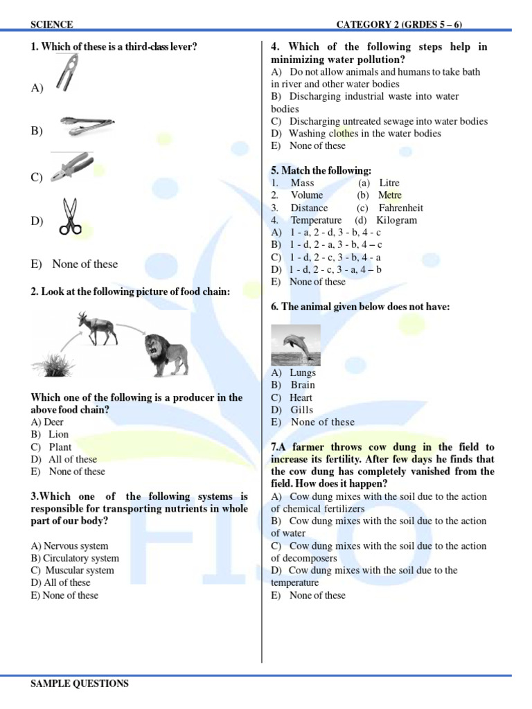 Category 2 - FISO - Sample Questions | PDF | Leaf | Earth Sciences