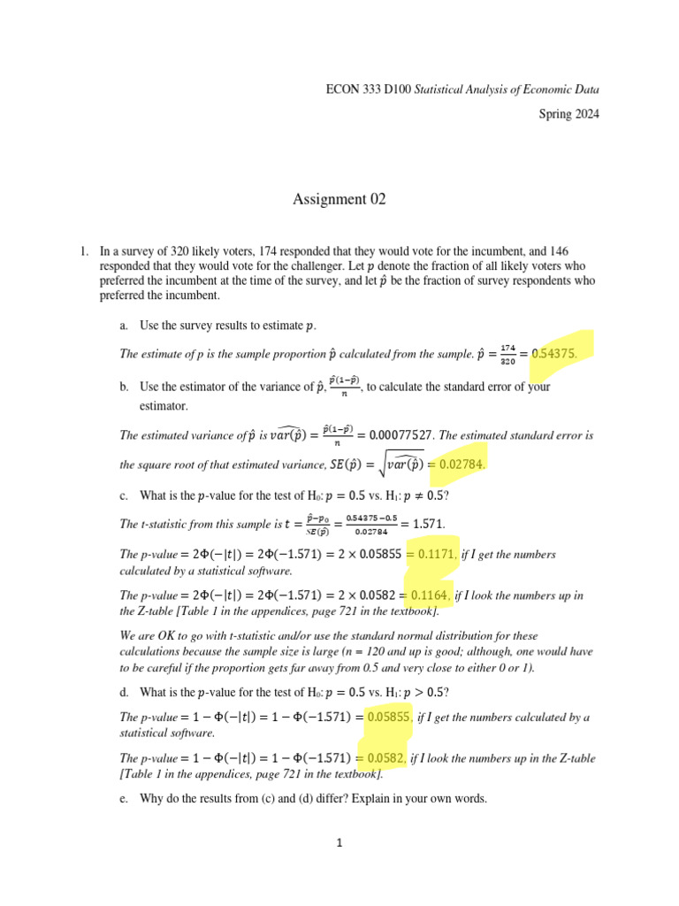Practice Solutions | PDF | P Value | Standard Deviation