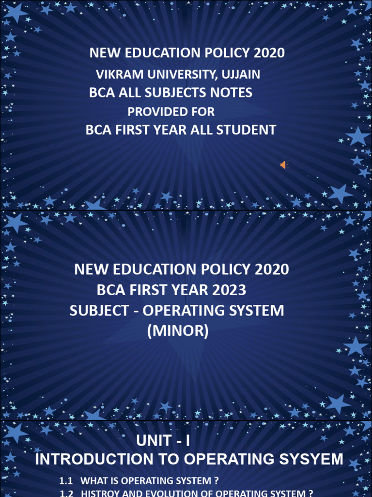 BCA 1ST YEAR (Unit-1) | PDF | Operating System | Process (Computing)