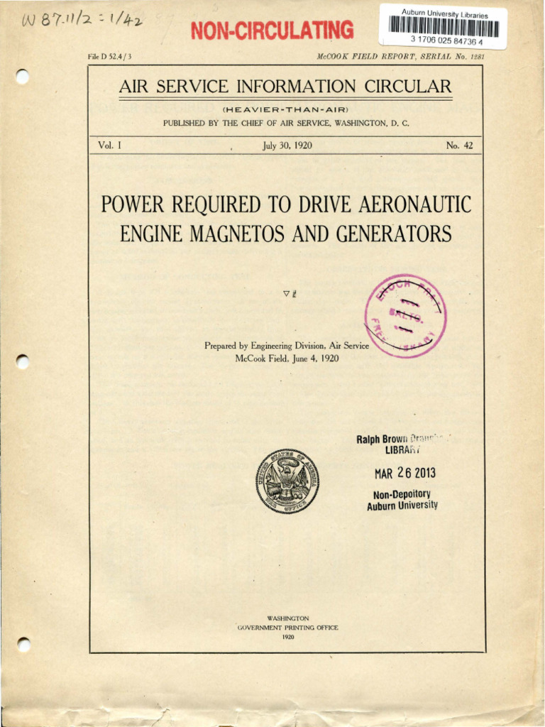 Power Requirements for Aviation Magnetos | PDF | Horsepower | Torque