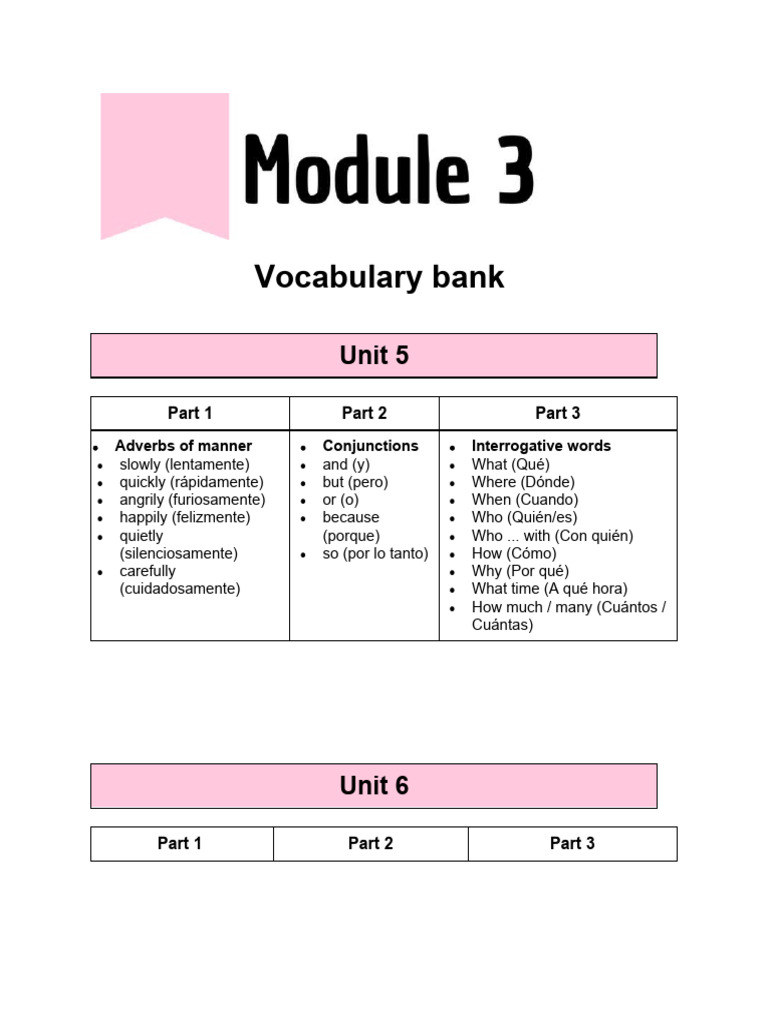 Modulo 3 Vocabulario | PDF