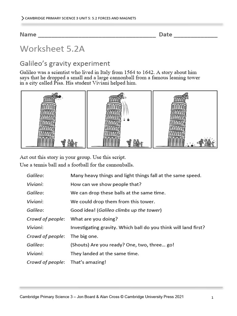 P - Science - 3 - Worksheets - Unit 5 | PDF | Galileo Galilei | Magnet