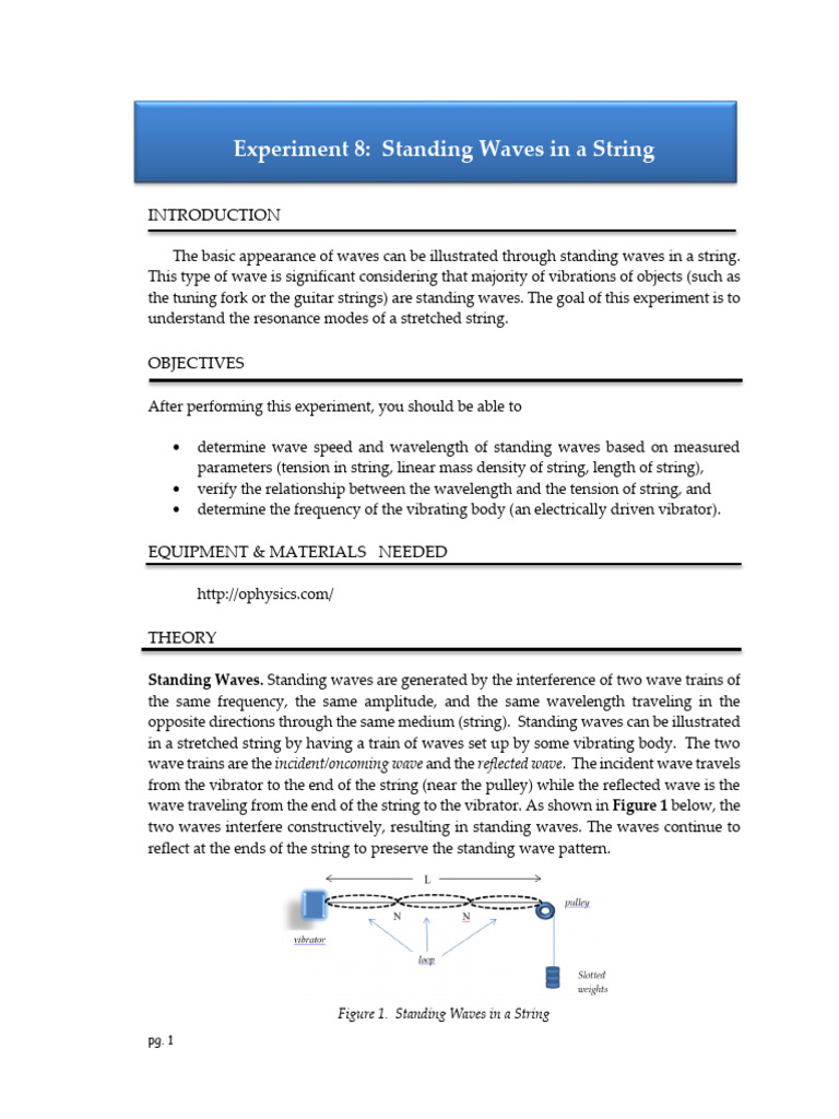 EXPT 8 Standing Waves in A String | PDF | Waves | Wavelength