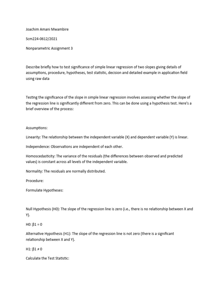 Nonparametric Assignment 3 | Download Free PDF | P Value | Regression Analysis