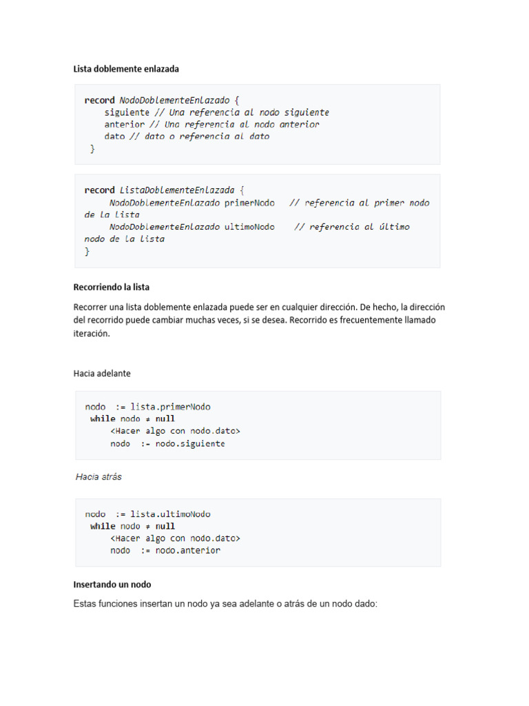 Lista Doblemente Enlazada | PDF