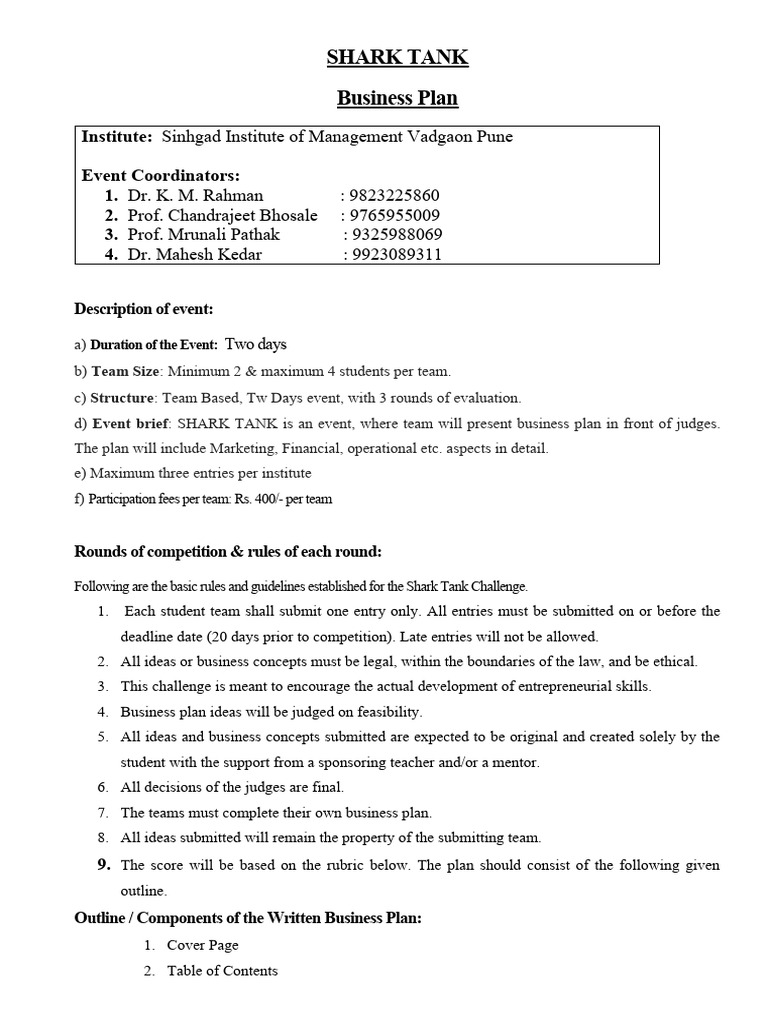 4 Shark Tank Event Brief 2023-24 Registrations | PDF | Private Sector ...